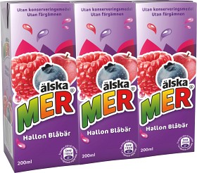 Köp MER Fruktdryck utan kolsyra Hallon Blåb 3x200ml på delitea.se