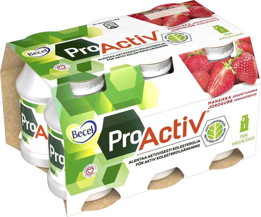 Köp Becel Pro active Jordgubb yoghurtdryck 6x96ml på delitea.se