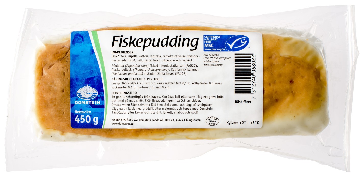 Köp BERGENDAHLS - 1512 - DOMSTEIN - DOMSTEIN FISKEPUDDING MSC 450G ...