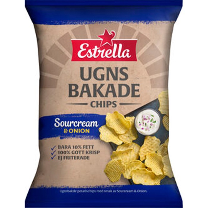 Köp Estrella Chips Sourcream & Onion Ugnsbakade 125g på delitea.se