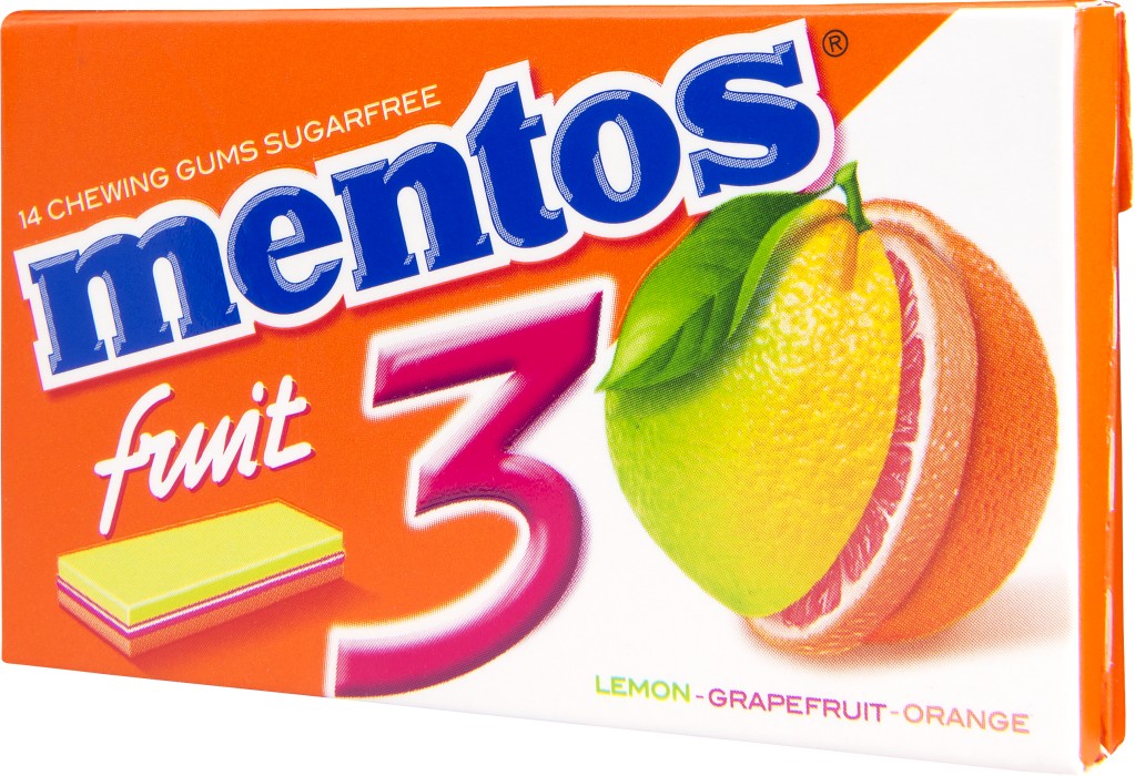 Köp Mentos Gum 3 Layers Lemon/Grape/Orange 14 st på delitea.se